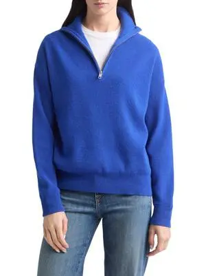 Staud Hudson Quarter Zip Cashmere Sweater - Cobalt