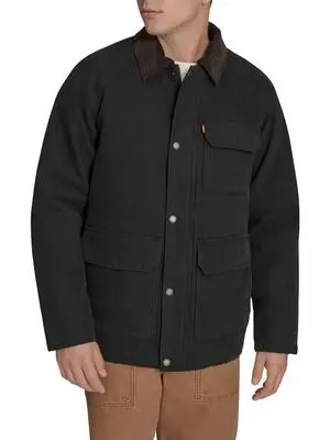 LEVI'S Cotton Canvas Field Jacket With Corduroy Collar - Black