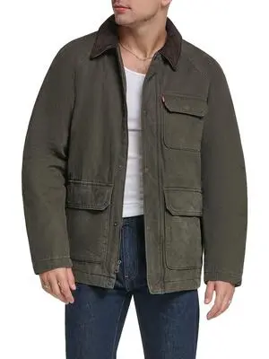 LEVI'S Cotton Canvas Field Jacket With Corduroy Collar - Olive
