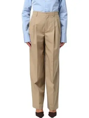 AMI Paris Ami Paris High-Waisted Wide-Leg Cotton Palazzo Trousers Beige