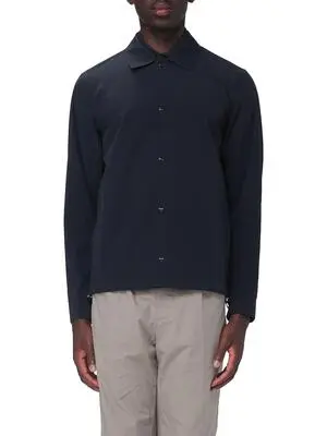 Herno Technical Fabric Shirt Jacket With Classic Collar And Contrast Logo - Black