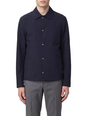 Herno Technical Fabric Shirt Jacket With Classic Collar And Contrast Logo - Blue