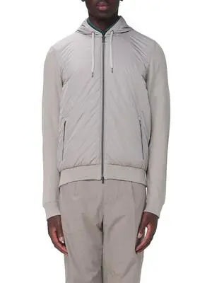 Herno Herno Hooded Zip-Up Cardigan In Cotton And Polyester Blend Knit Grey