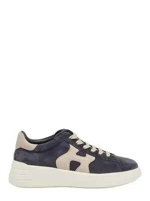 Hogan Rebel Leather And Suede Sneakers With Chunky Sole - Blue