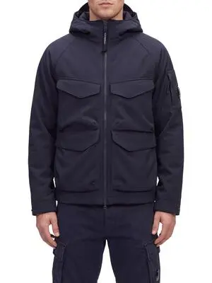 C.P. COMPANY Short Quilted Technical Fabric Parka With Removable Hood - Blue