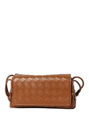 Bottega Veneta Notturno Woven Leather Shoulder Bag - Brown