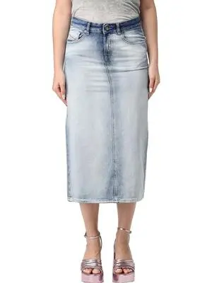 DIESEL® Diesel Bleached Denim Midi Pencil Skirt With Back Slit