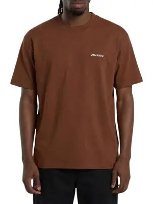 Dickies Cotton Crew Neck T-shirt With Short Sleeves And Contrast Chest Logo - Brown