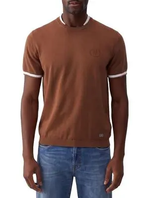 Liu Jo Short-sleeved Cotton Jumper With Contrast Trims - Leather