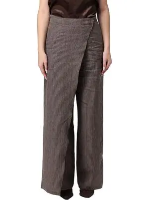 ALYSI Striped Wide-leg Trousers - Brown