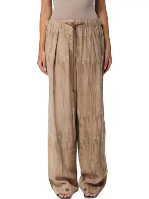 Emporio Armani Viscose Geometric Pattern Palazzo Trousers - Pink