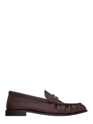 Saint Laurent Soft Leather Loafers With Horsebit Detail - Red
