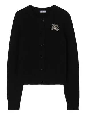 Burberry Burberry Knight Embellished Wool Cashmere Cardigan Black