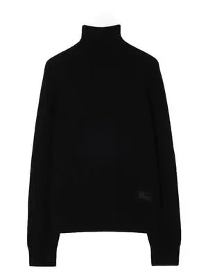 Burberry Cashmere Turtleneck Sweater With Knight Motif - Black