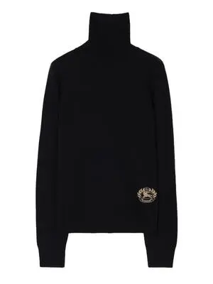 Burberry Wool Cashmere Rollneck Sweater - Black