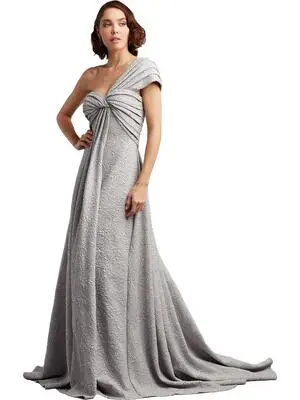 Tadashi Shoji Lucette Draped Empire Gown - Silver