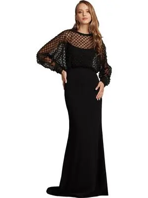 Tadashi Shoji Pearl-dotted Dolman Sleeve Gown - Black