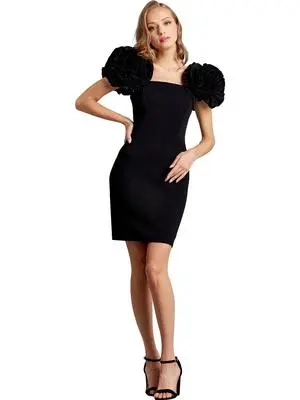 Tadashi Shoji Iggy Puff Sleeve Mini Dress - Black