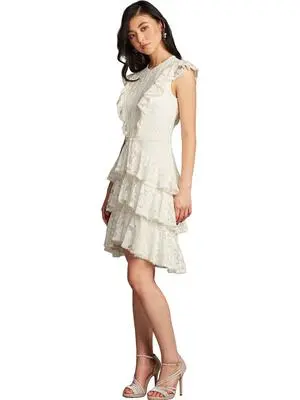 Tadashi Shoji Tari Ruffle-tiered Lace Dress - Ivory