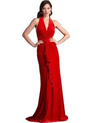 Tadashi Shoji Velvet Gown - Geranium