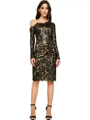 Tadashi Shoji Felix Long-sleeve Sequin Dress - Black/nude