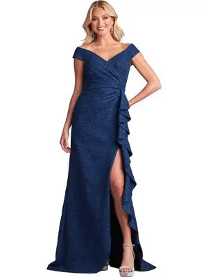 Tadashi Shoji Roland Rose Jacquard Gown - Midnight