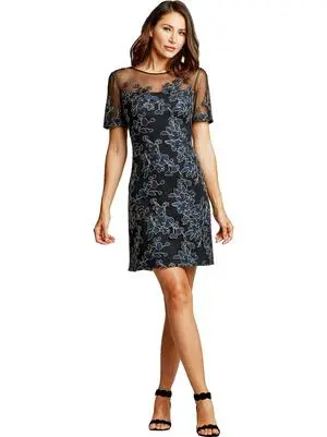 Tadashi Shoji Embroidered Tulle Dress - Starry Night/black