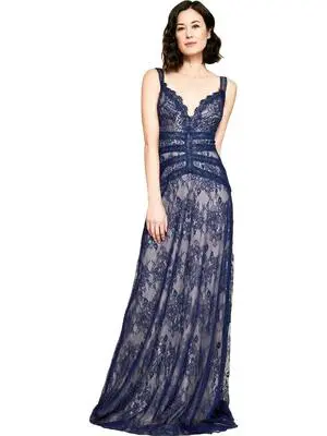 TADASHI SHOJI Dutton Strap Lace Gown