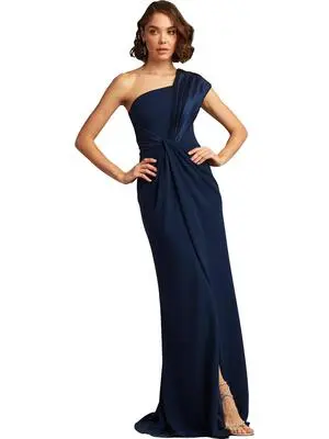 Tadashi Shoji Dunne Twist Drape Gown - Navy