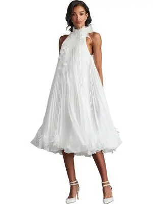 Tadashi Shoji Raisa Floral Embellished Chiffon Midi Dress - Ivory