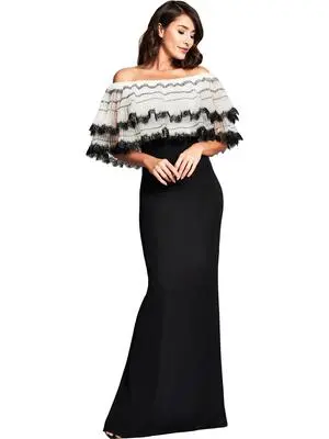 Tadashi Shoji Finnegan Off-shoulder Gown - White/black
