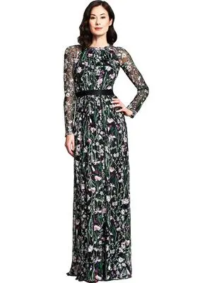 Tadashi Shoji Maiya Embroidered Floral Gown - Black