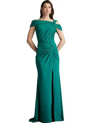 Tadashi Shoji Denali Asymmetric Twist-knot Gown - Emerald