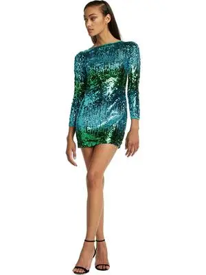 Tadashi Shoji Santana Ombré Sequin Mini Dress - Chartreuse