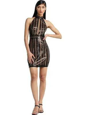 Tadashi Shoji Stassi Cutout Mini Dress - Black/nude