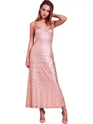 Tadashi Shoji Annabelle Sequin Slip Midi Dress - Blush