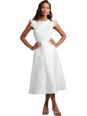 Tadashi Shoji Louise Floral Jacquard Dress - Ivory