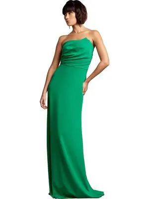 Tadashi Shoji Grove Asymmetric Draped Gown - Pine