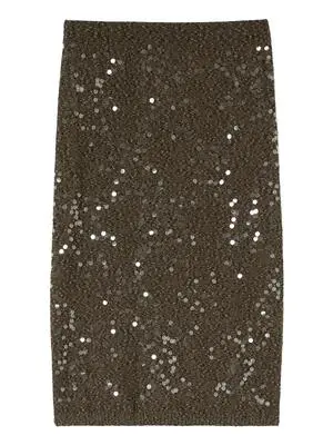Marina Rinaldi Crystal-embellished Knitted Skirt - Brown