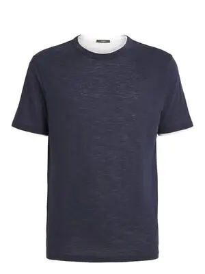 Vince Pima Cotton Slub Double-layer T-shirt - Navy