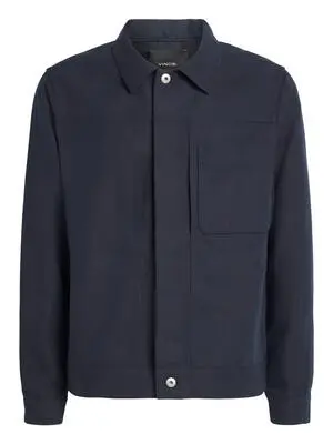 Vince Cotton-linen Trucker Overshirt - Navy