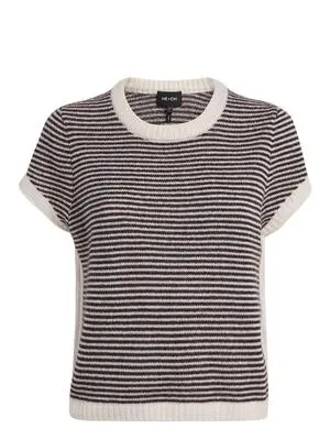ME+EM Merino Wool-blend Striped T-shirt - Brown
