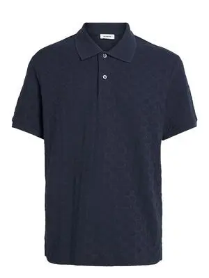 Sandro Cotton Jacquard Polo Shirt - Blue