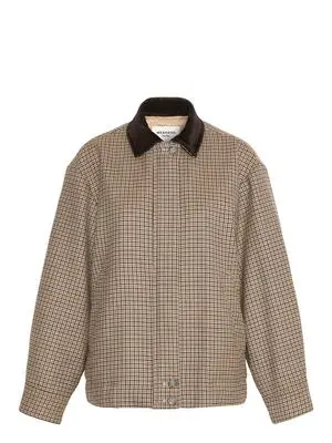Max Mara Virgin Wool Check Quilted Jacket - Brown