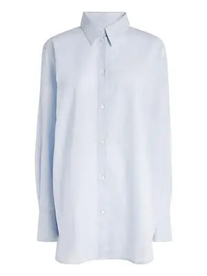 TOTEME Cotton-linen Oversized Shirt - Blue
