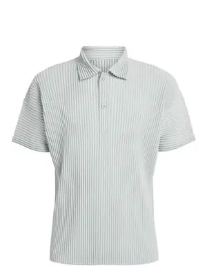 Issey Miyake Pleated Polo Shirt - Blue
