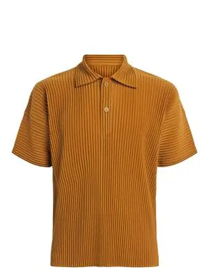 Issey Miyake Pleated Polo Shirt - Brown