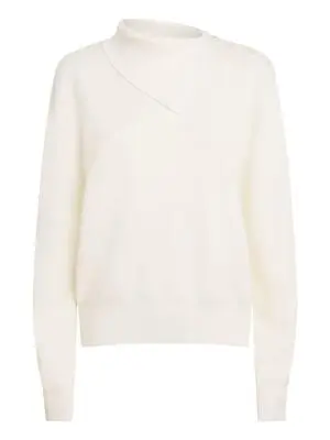 RÓHE Asymmetrical Collar Merino Wool Polo Sweater - Ivory