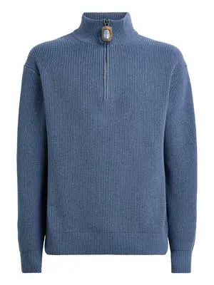JW Anderson Wool-cotton Half-zip Sweater - Blue