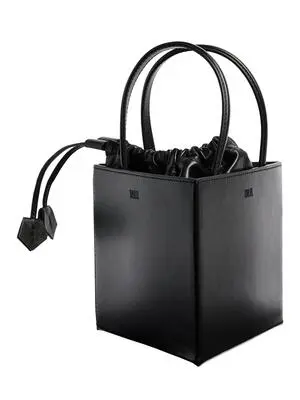 TALEL PARIS Leather Triangle Top-handle Bag - Black
